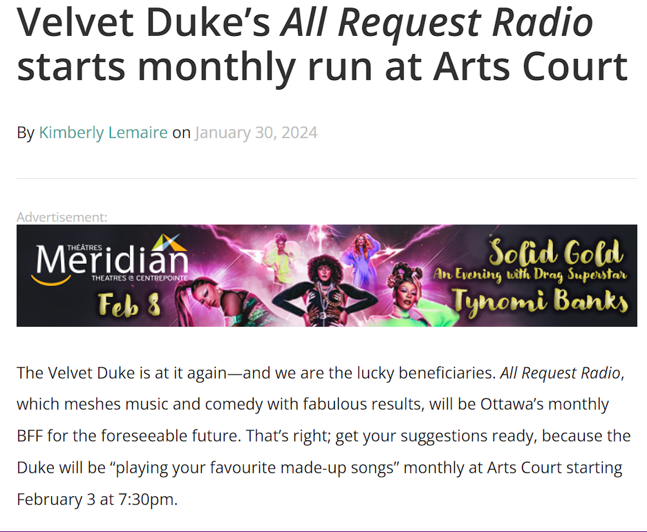 All Request Radio (Musical Improv Comedy) – The Velvet Duke